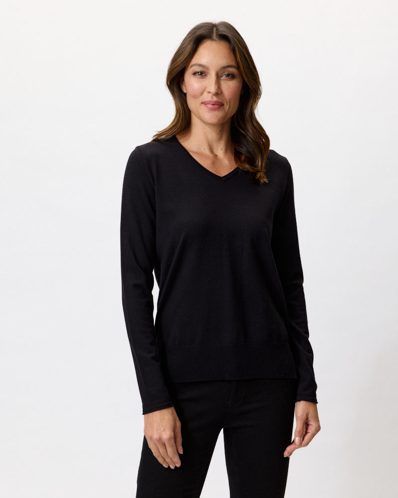 GERADER FEINSTRICK-PULLI - schwarz | Egü